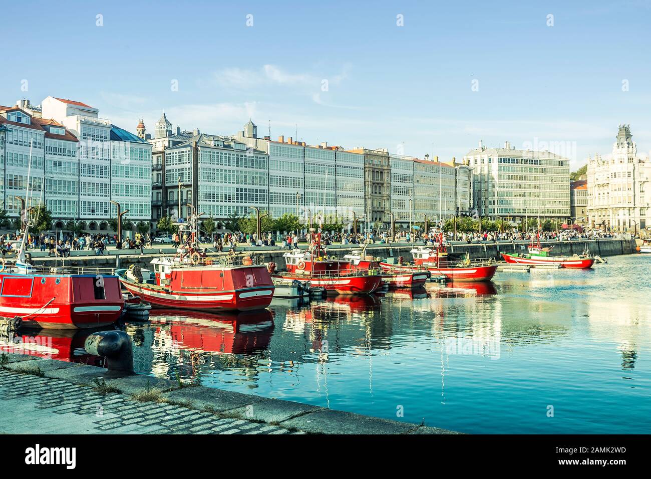 a Coruna, Spain - july 25, 2019: view of the fishing port of a coruna ...
