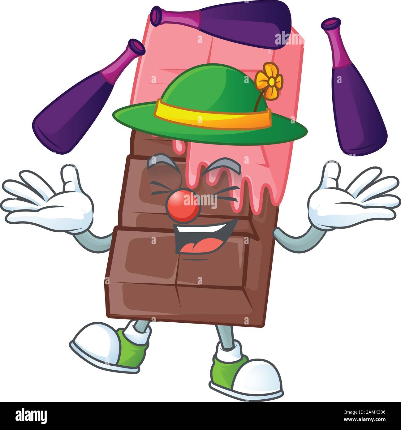 Smart chocolate bar with pink cream cartoon character design playing ...