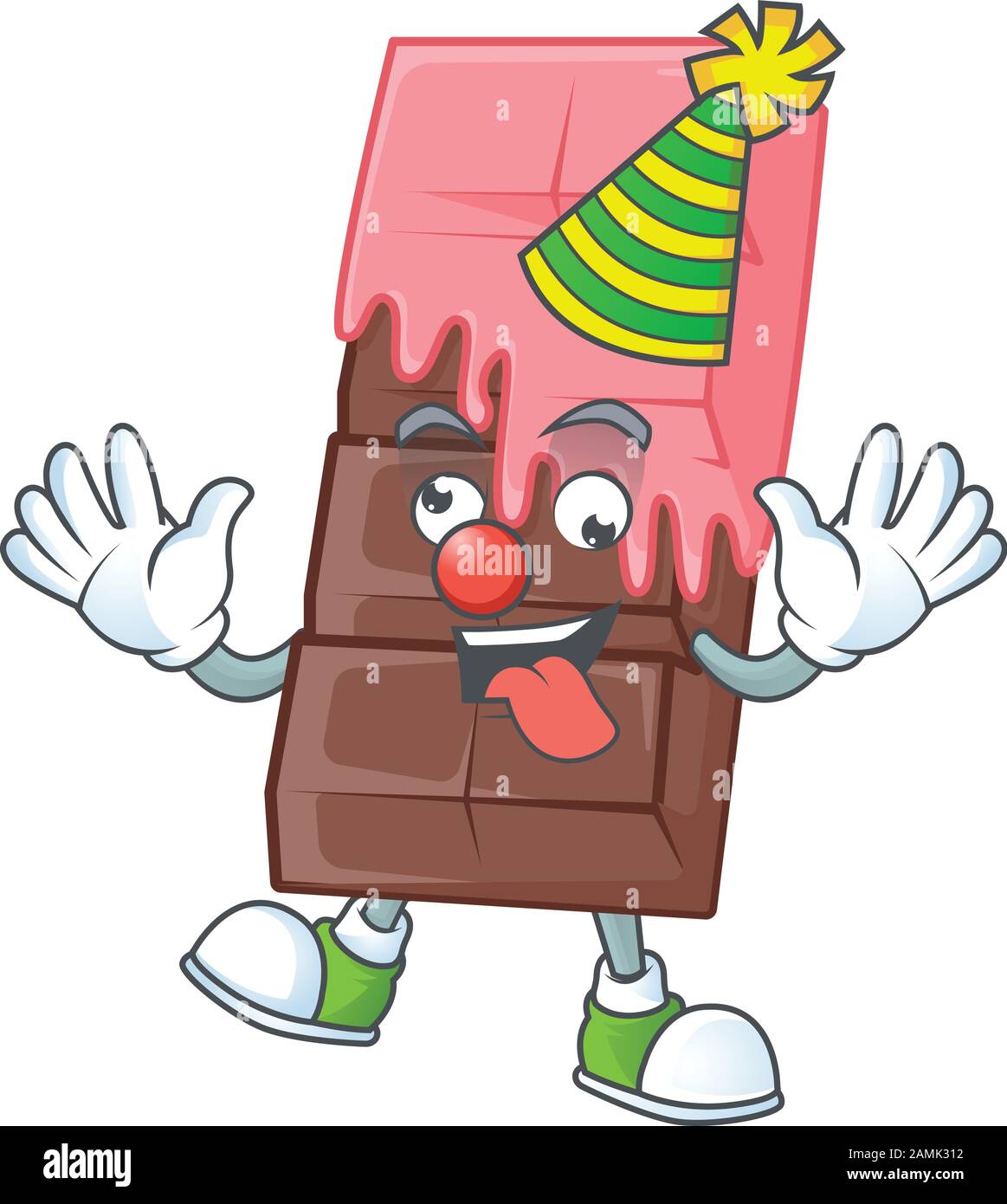 Funny Clown chocolate bar with pink cream cartoon character mascot ...