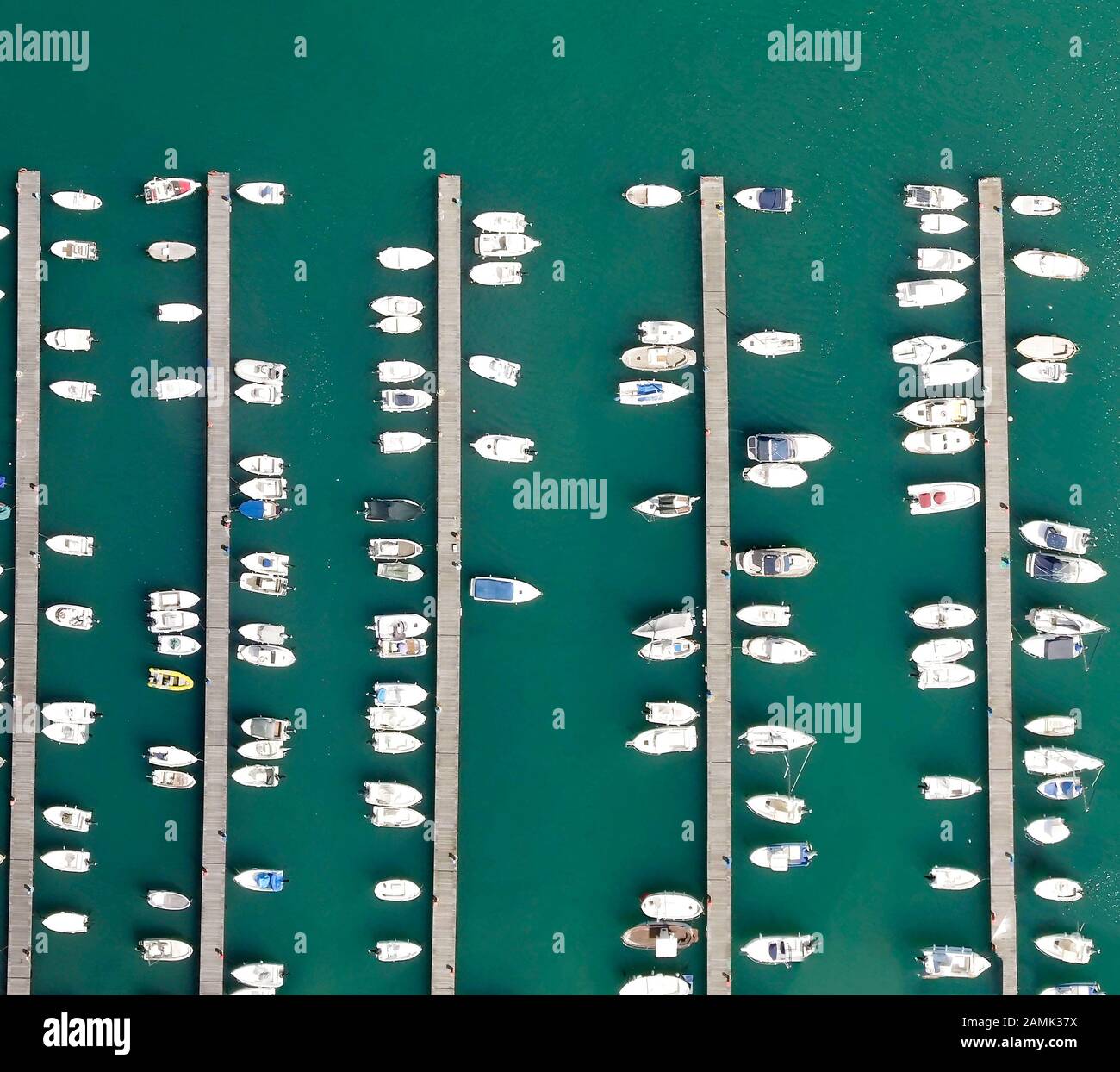 Overhead view of docked boats in the port Stock Photo - Alamy