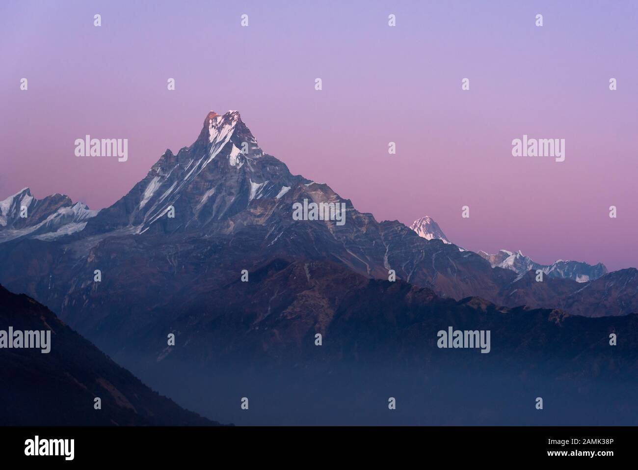 Machapuchare at sunset hi-res stock photography and images - Alamy
