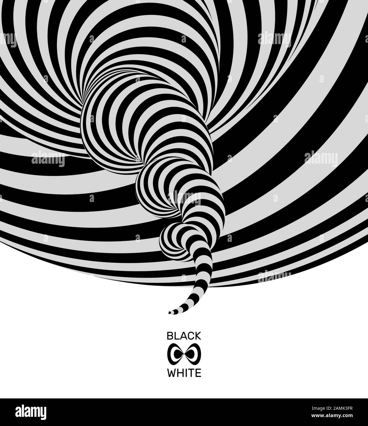 Tunnel. Abstract 3D geometrical background. Black and white design ...