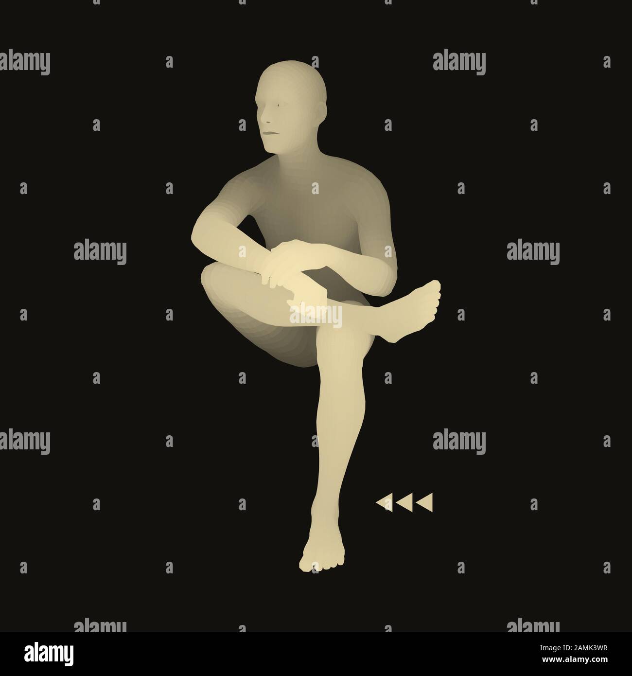 Man in a Thinker Pose. 3D Model of Man. Business, Science, Psychology ...