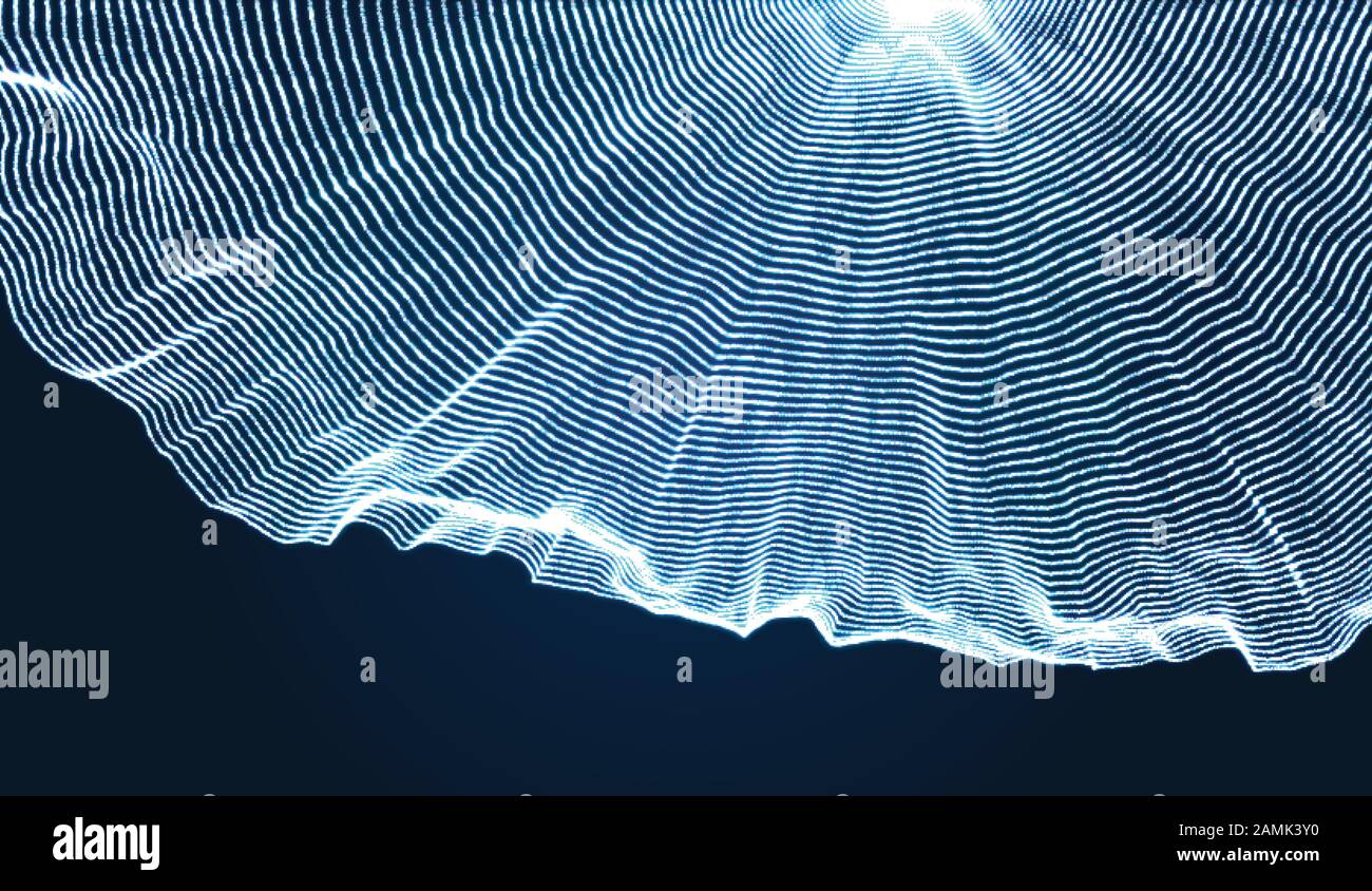 Array with Dynamic Particles. 3D Technology Style. Abstract Background ...