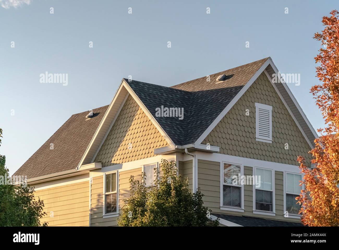 Modern timber clad house with textured wall Stock Photo - Alamy