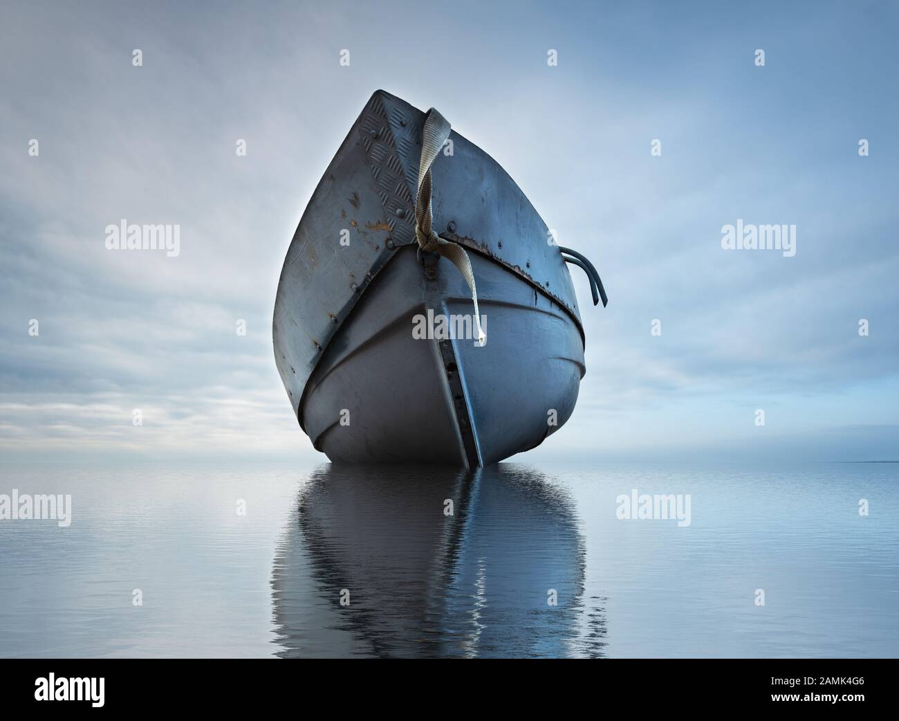 Tired old fishing boat on coast of sea Stock Photo - Alamy