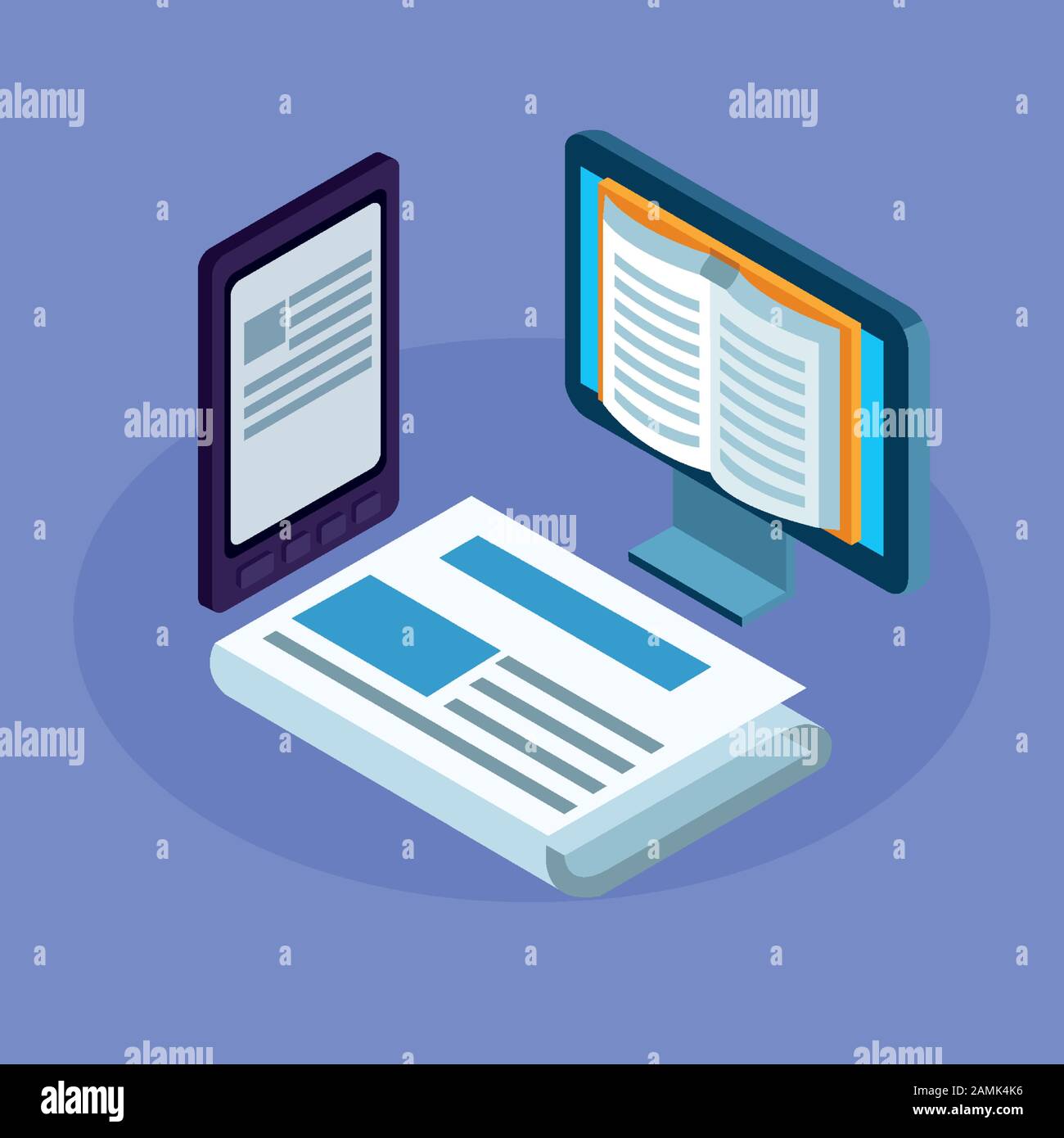 Desktop computer display books Stock Vector Images - Alamy