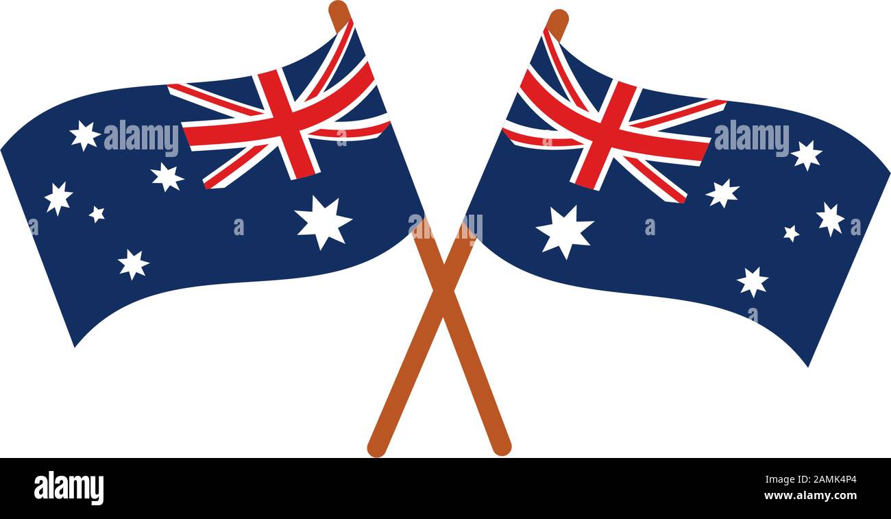 crossed flags nation australia icon on white background vector ...