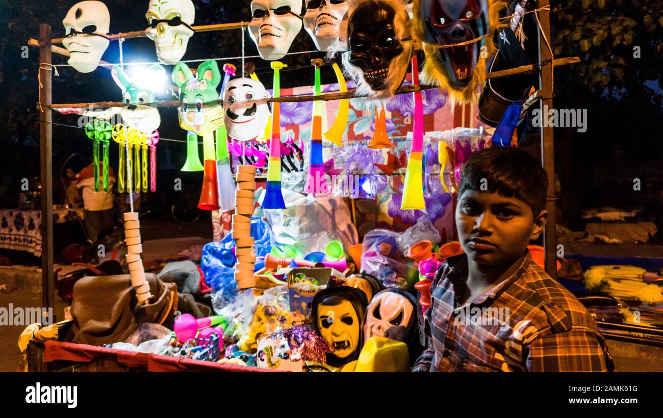 Patang(kite) stall in Patang(kite) fair. People buying patang, pipuda ...