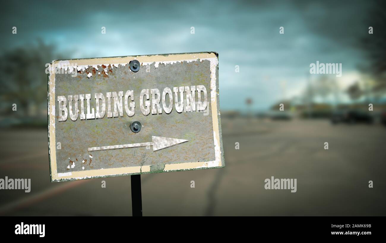 Street Sign the Direction Way to BUILDING GROUND Stock Photo - Alamy