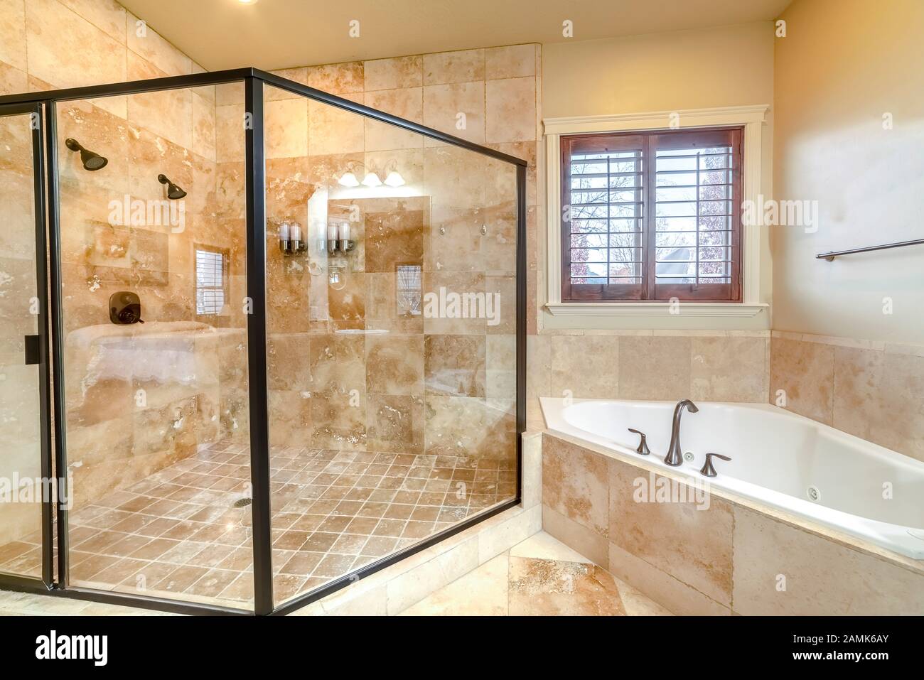 Modern luxury bathroom with glass shower cubicle Stock Photo - Alamy