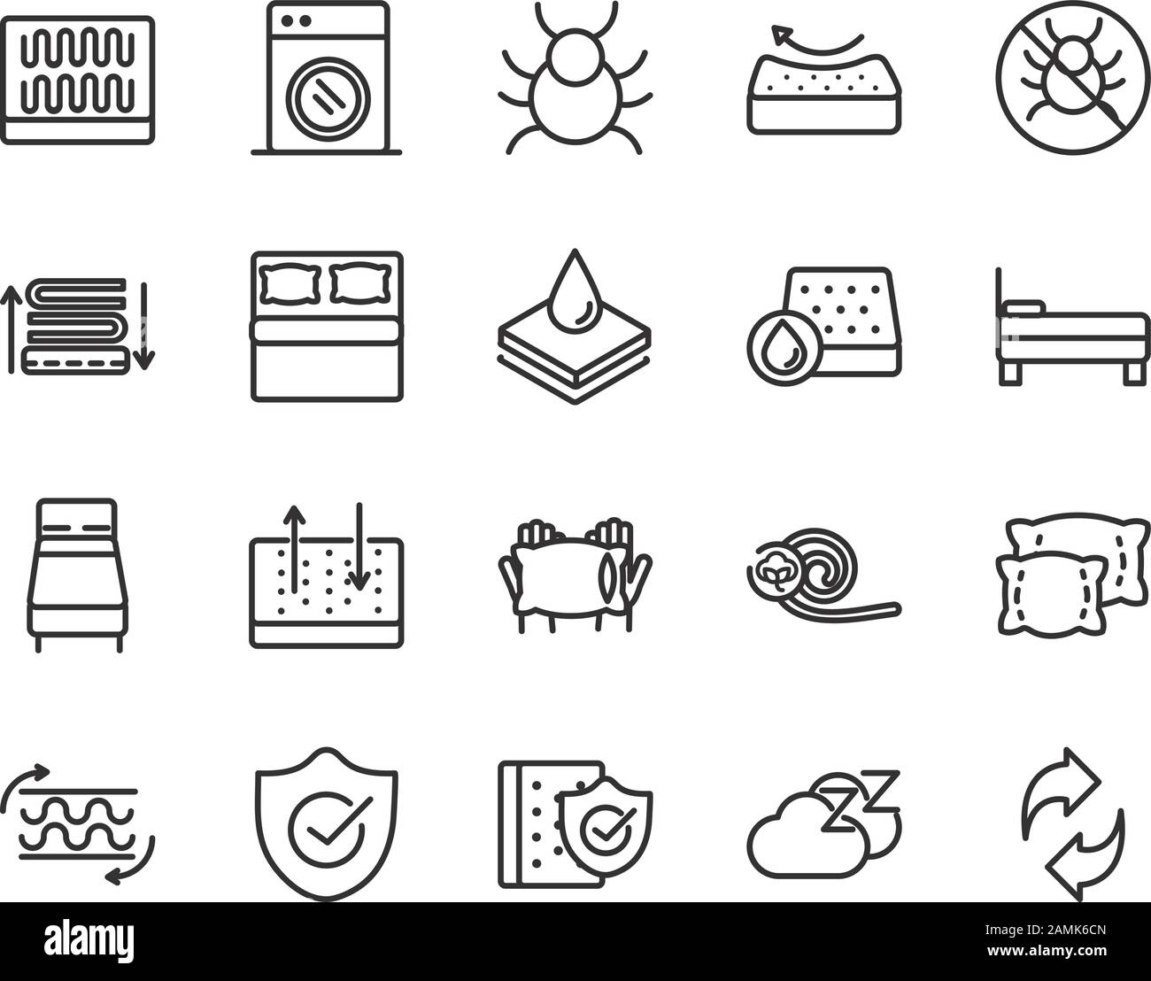 mattress comfortable soft textile icons set linear design vector ...