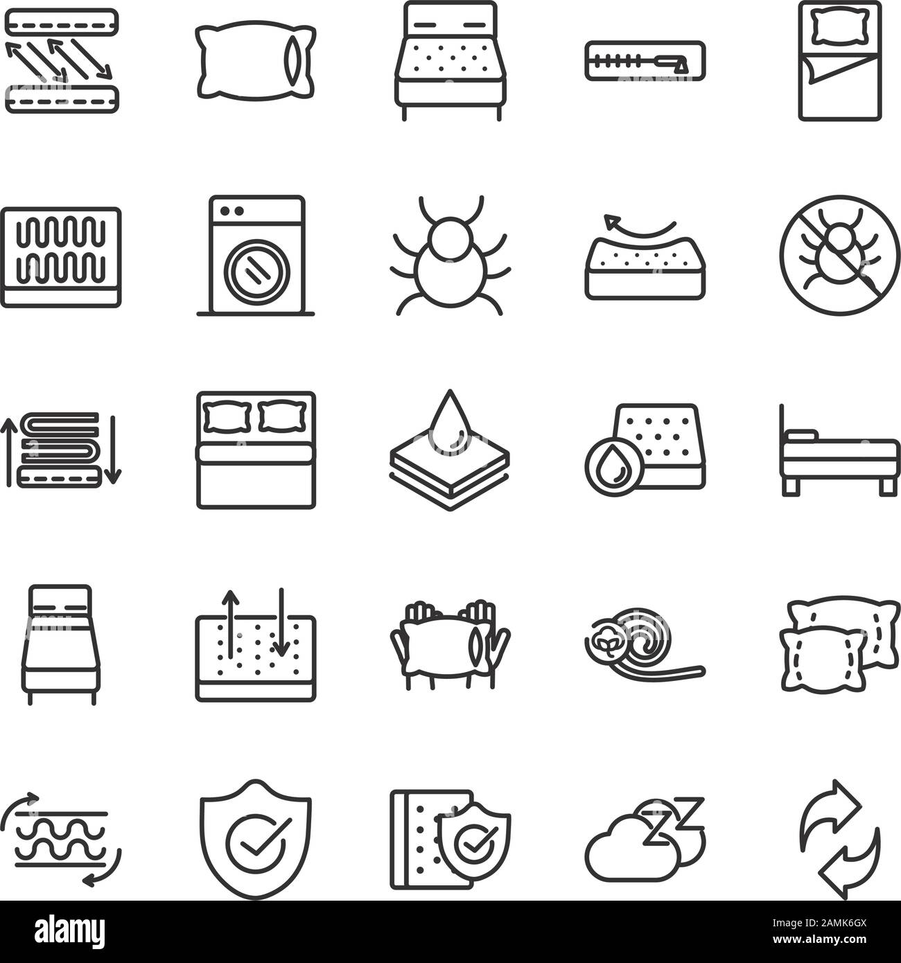 mattress comfortable soft textile icons set linear design vector ...