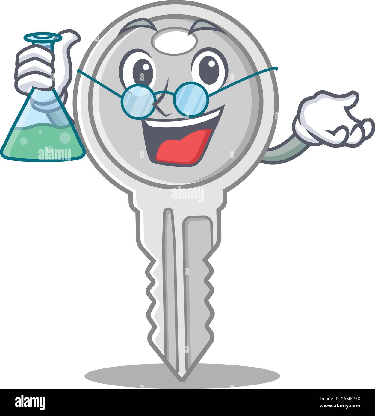Smart Professor key cartoon character with glass tube Stock Vector ...