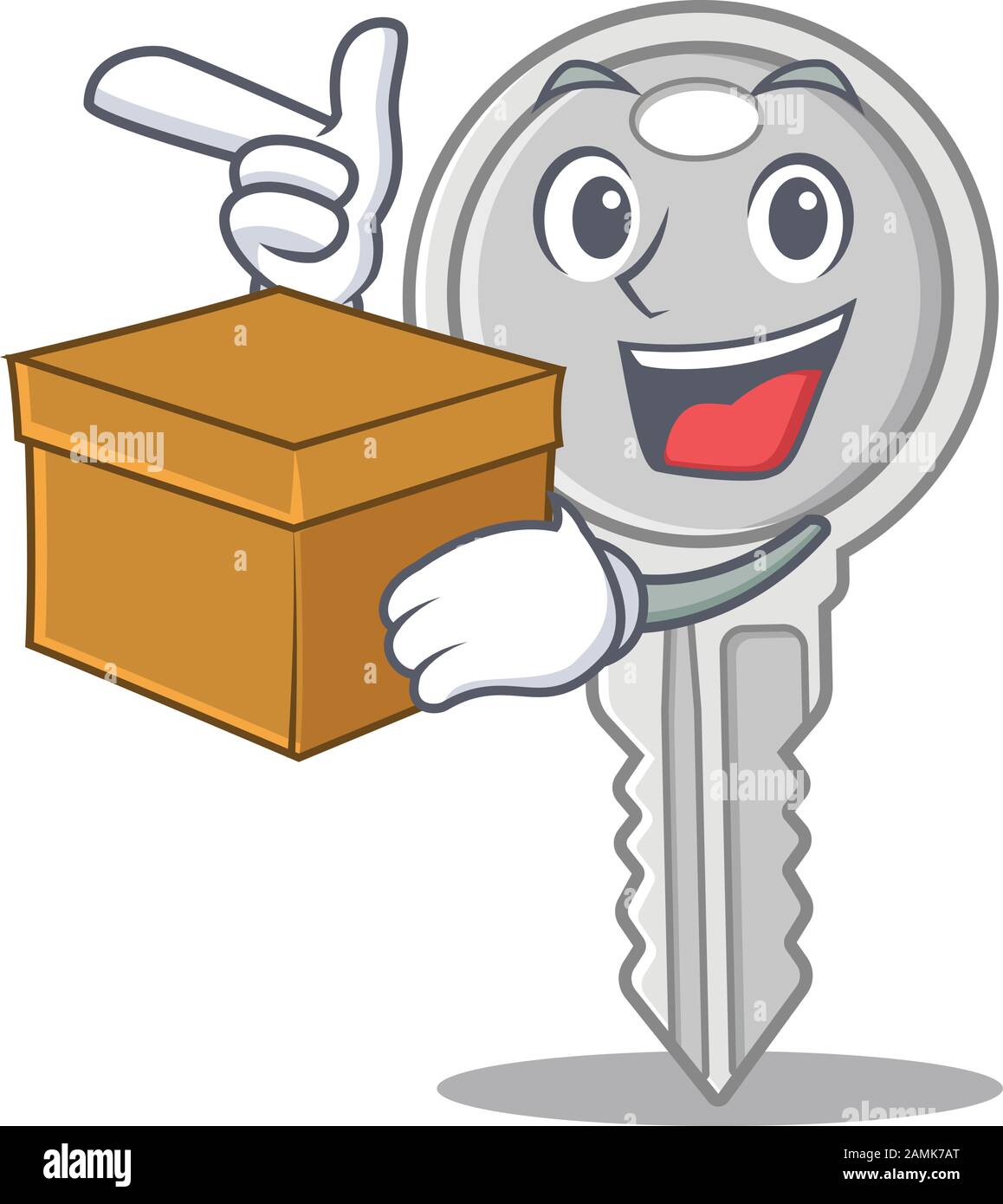 Cute key cartoon character having a box Stock Vector Image & Art - Alamy