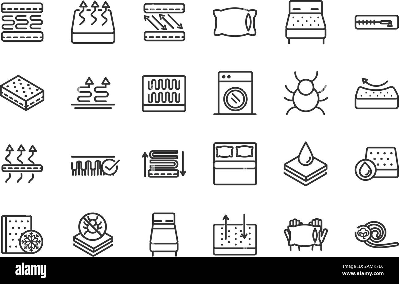 mattress comfortable soft textile icons set linear design vector ...