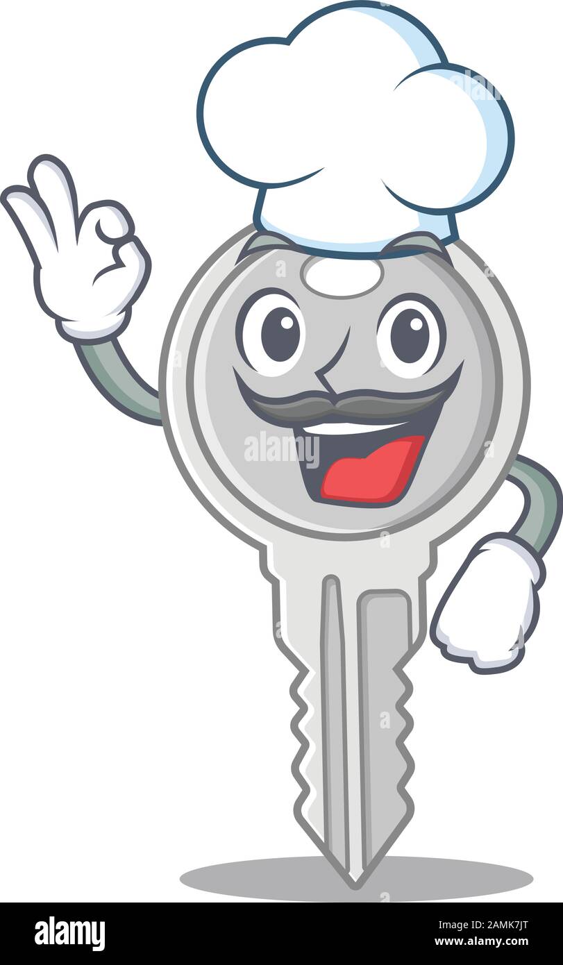 Key cartoon character wearing costume of chef and white hat Stock ...