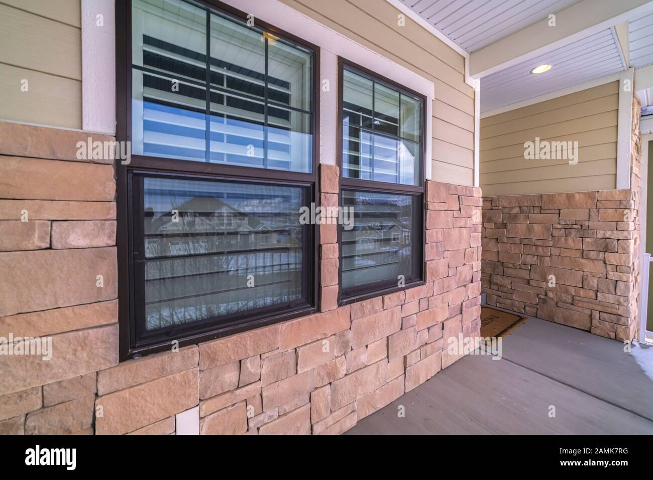 House windows with internal louvers day light Stock Photo - Alamy