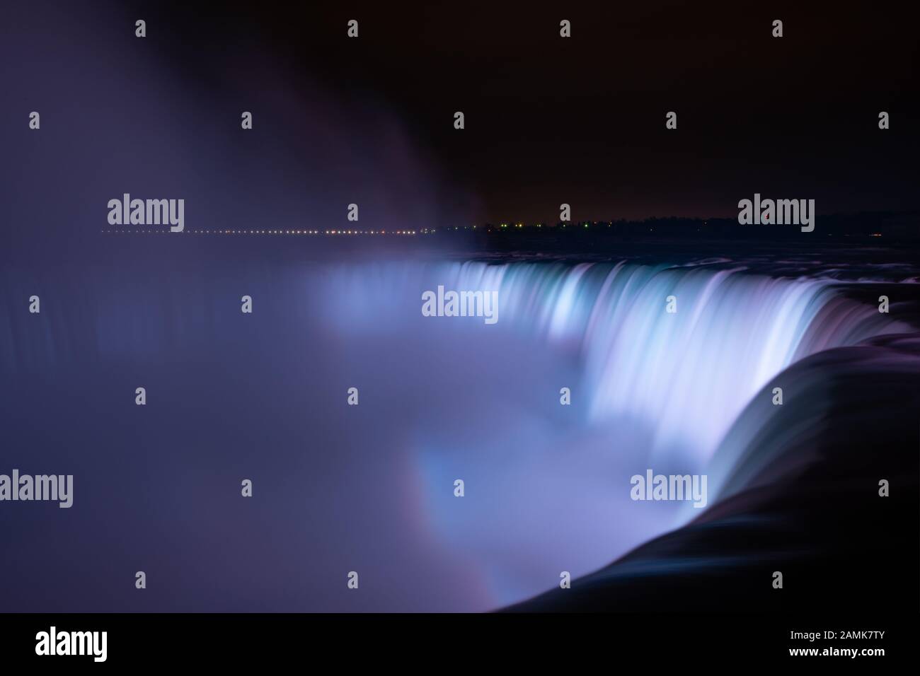 Niagara Falls illuminated in glowing colors at night Stock Photo - Alamy