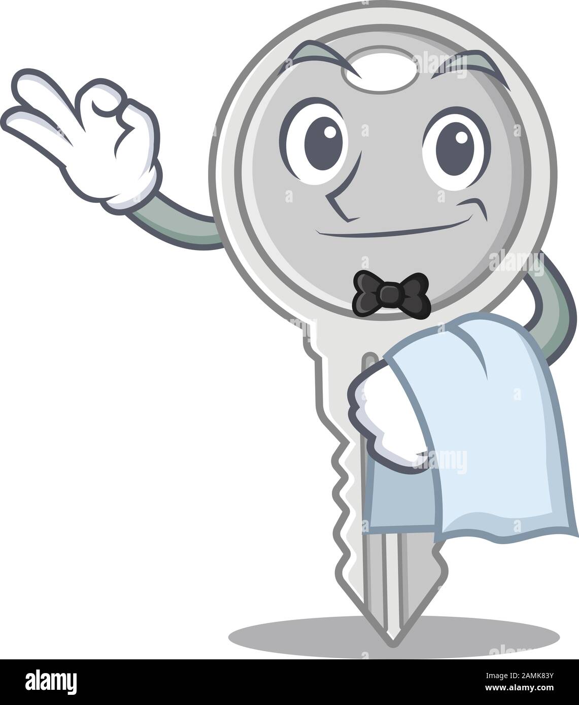 Friendly key Character stand as a Waiter character Stock Vector Image ...