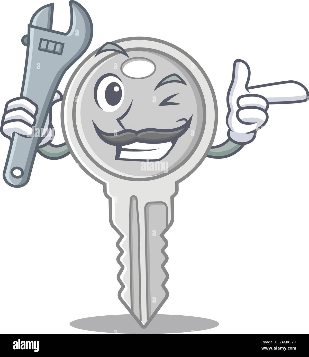 Smart Mechanic key cartoon character with design Stock Vector Image ...