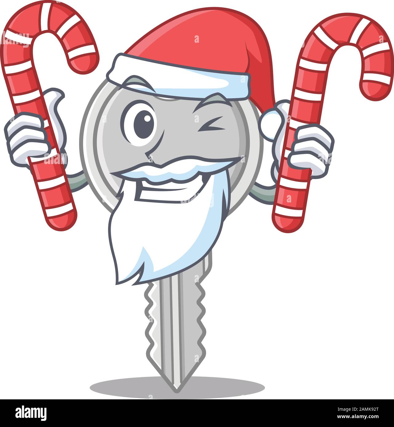 key Cartoon character in Santa costume with candy Stock Vector Image ...