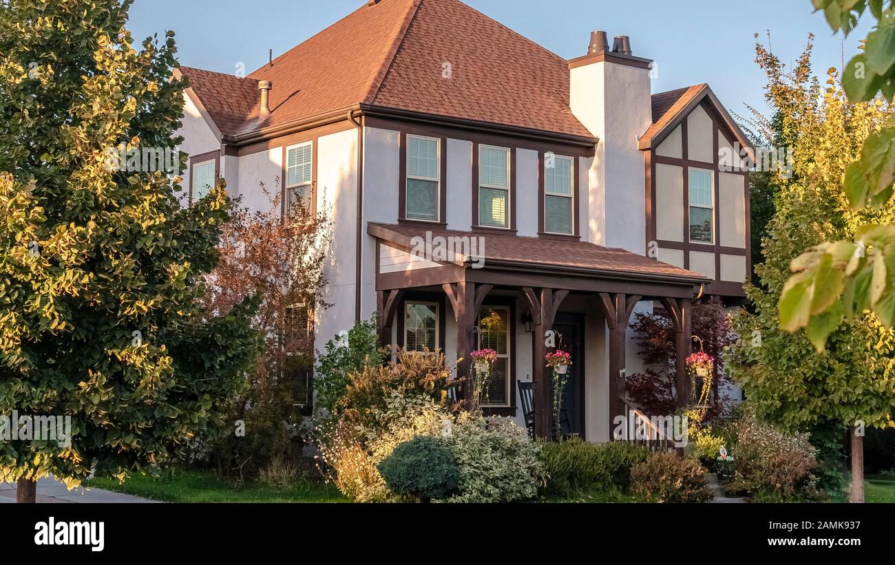 Panorama Street view of a luxury urban home Stock Photo - Alamy