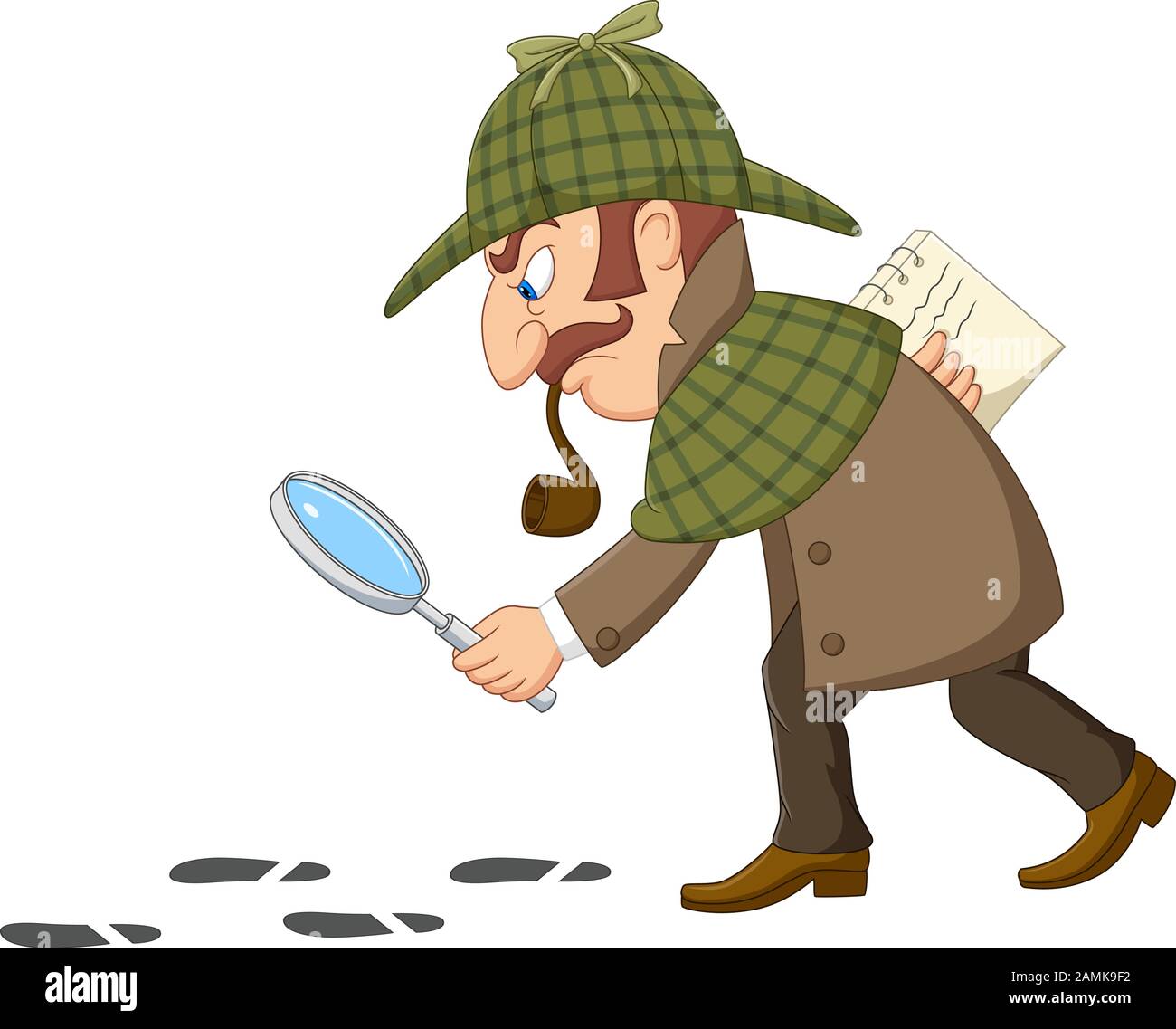 Cartoon of a detective investigate following footprints Stock Vector ...