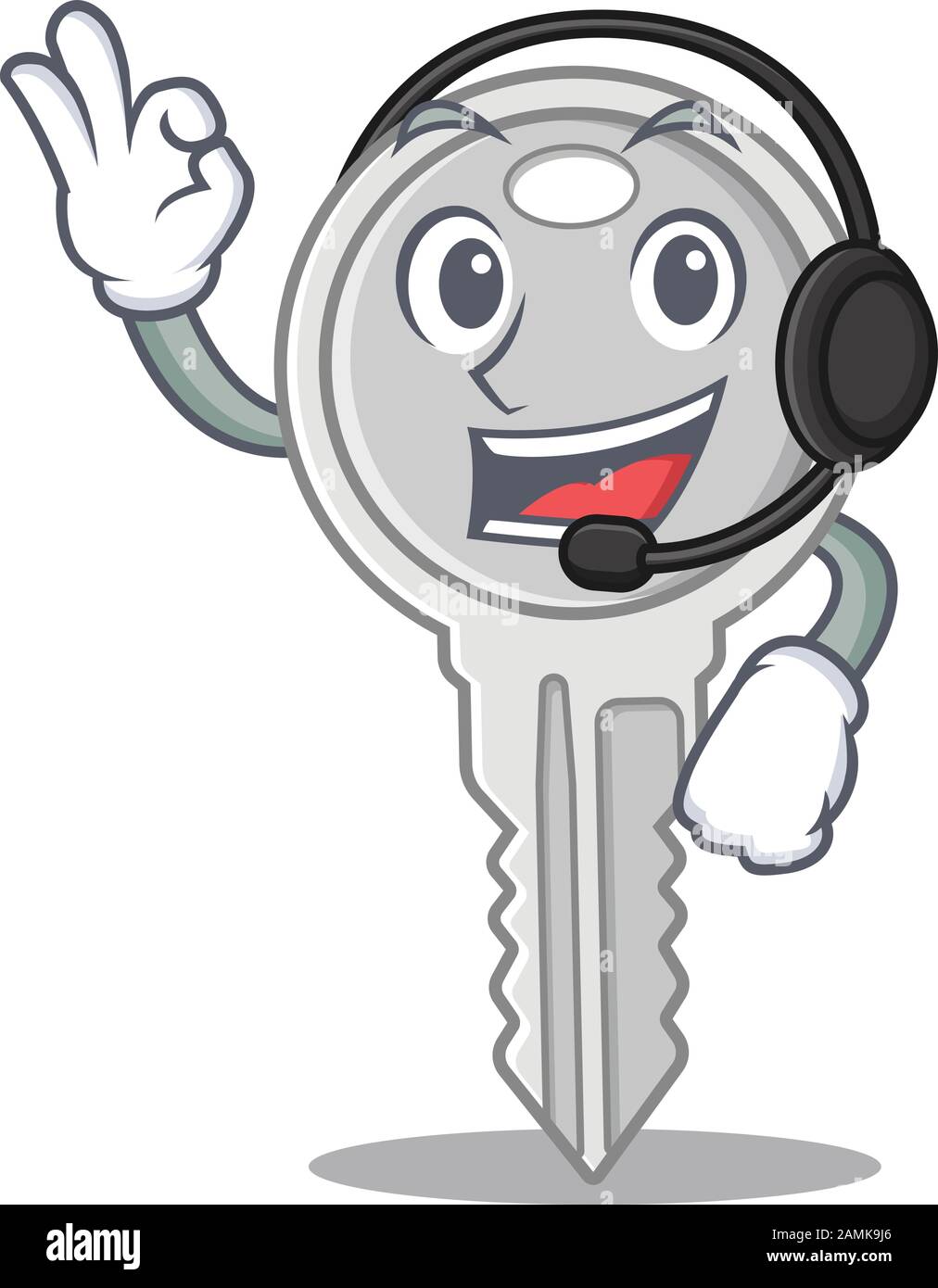 Smiley key cartoon character design wearing headphone Stock Vector ...