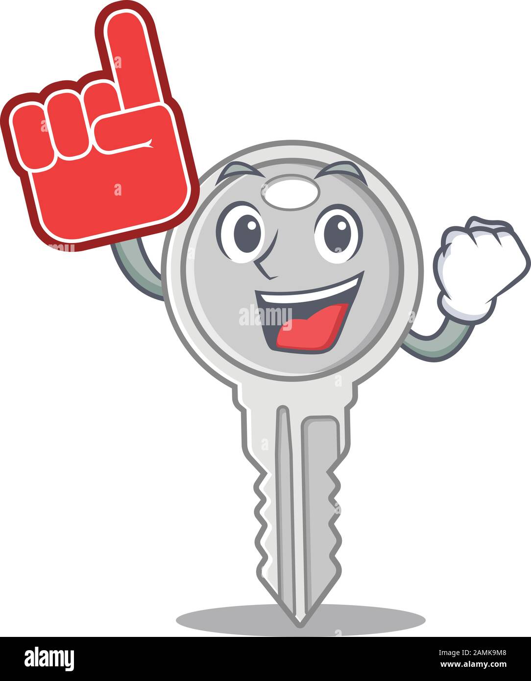 key mascot cartoon style holding a Foam finger Stock Vector Image & Art ...