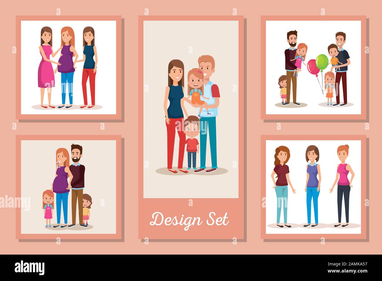 designs set of cute family Stock Vector Image & Art - Alamy