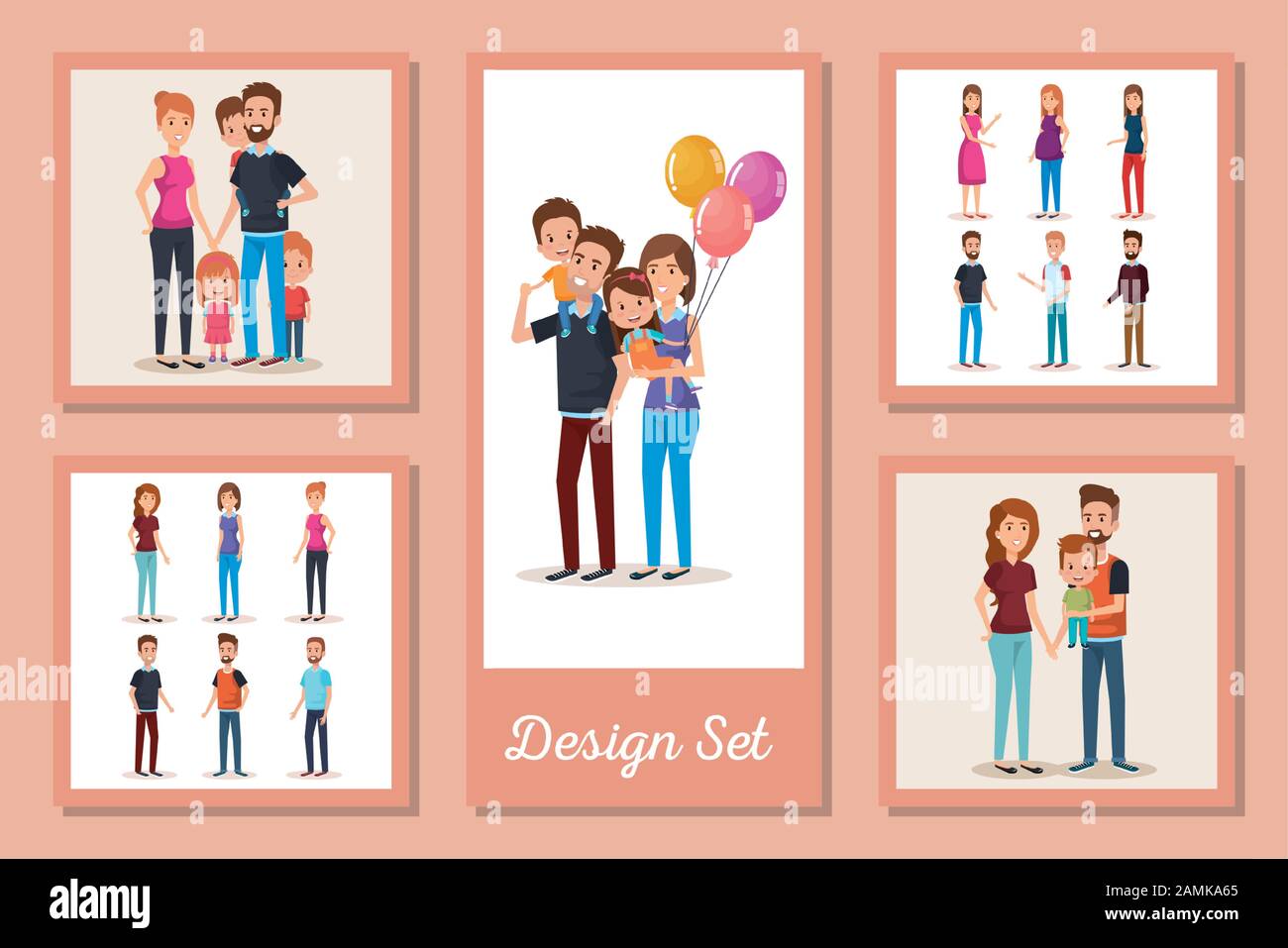 designs set of cute family Stock Vector Image & Art - Alamy