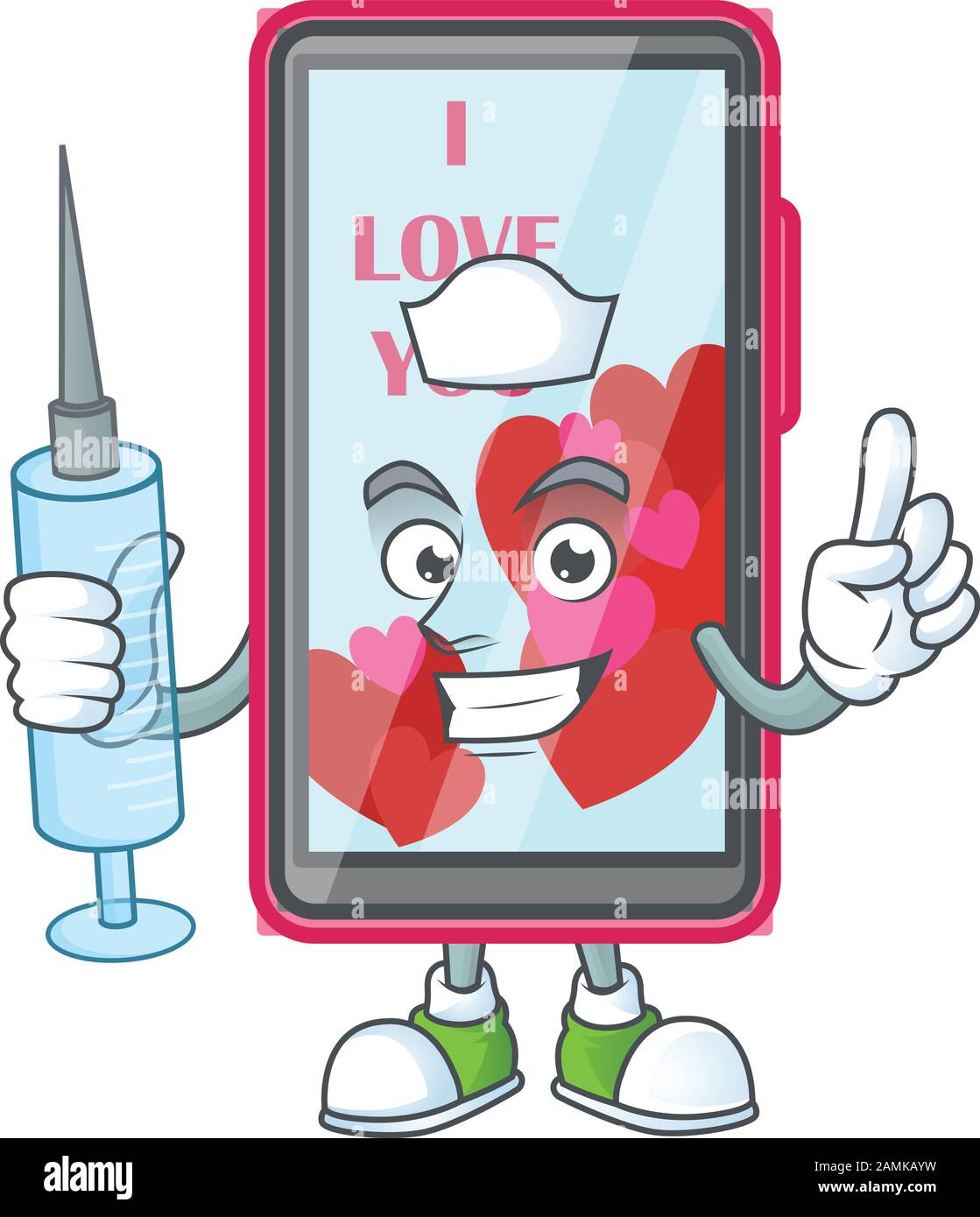 Smiley Nurse smartphone love cartoon character with a syringe Stock ...