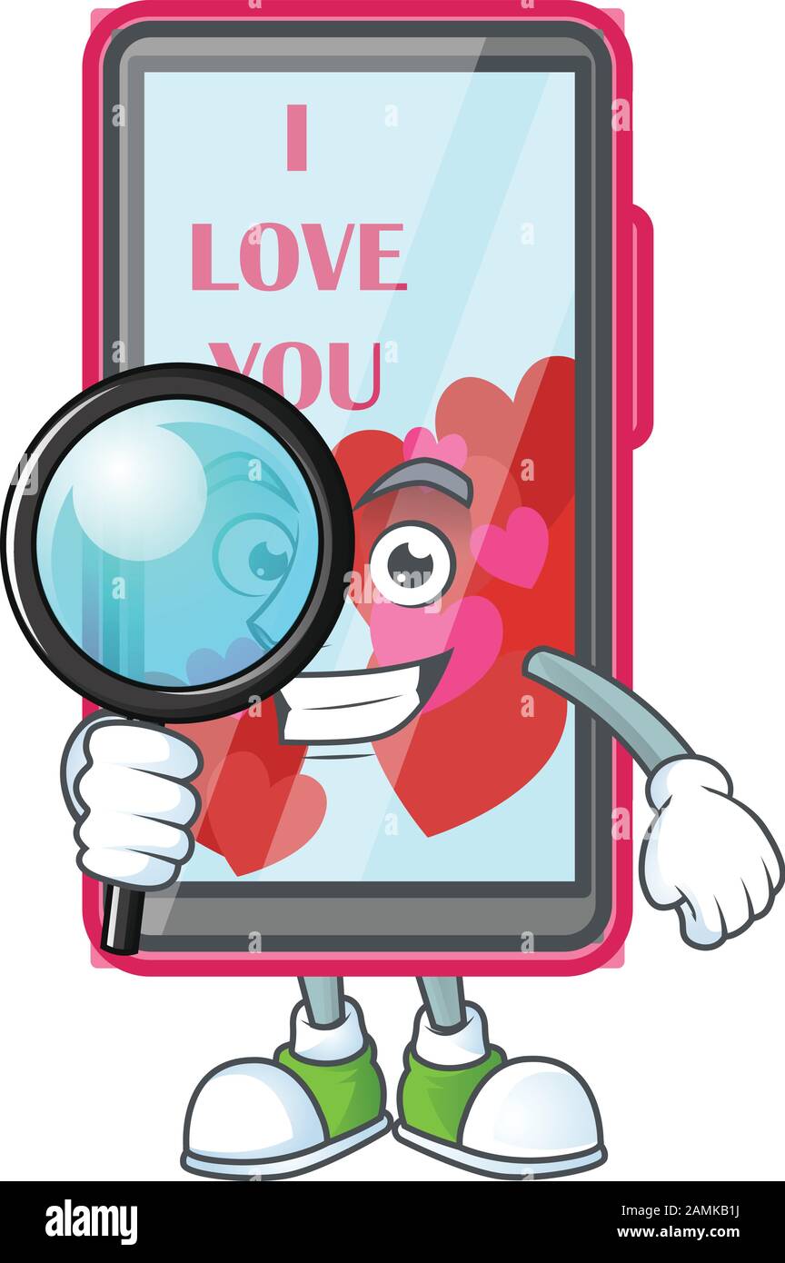 Smart One eye smartphone love Detective character style Stock Vector ...
