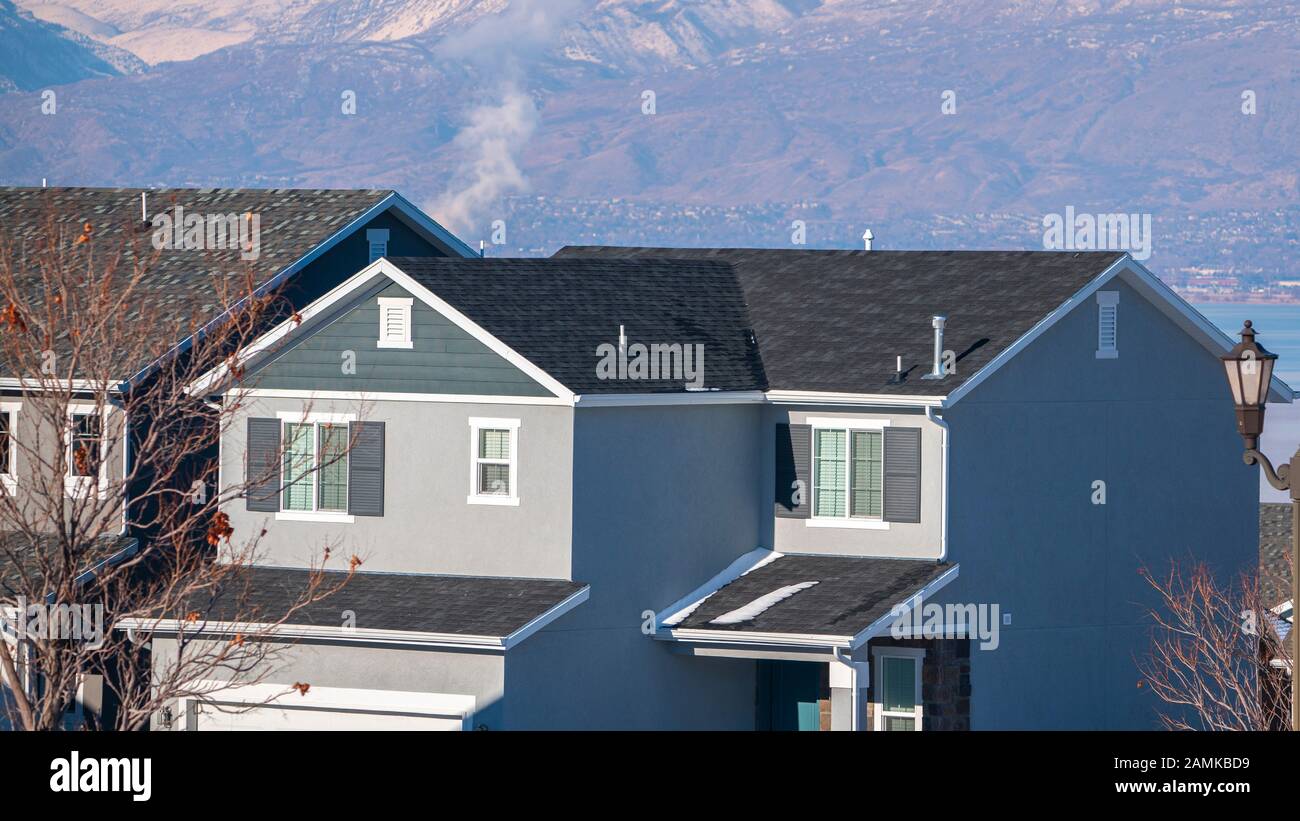 Panorama Traditional American house. Cold weather in Utah Stock Photo ...