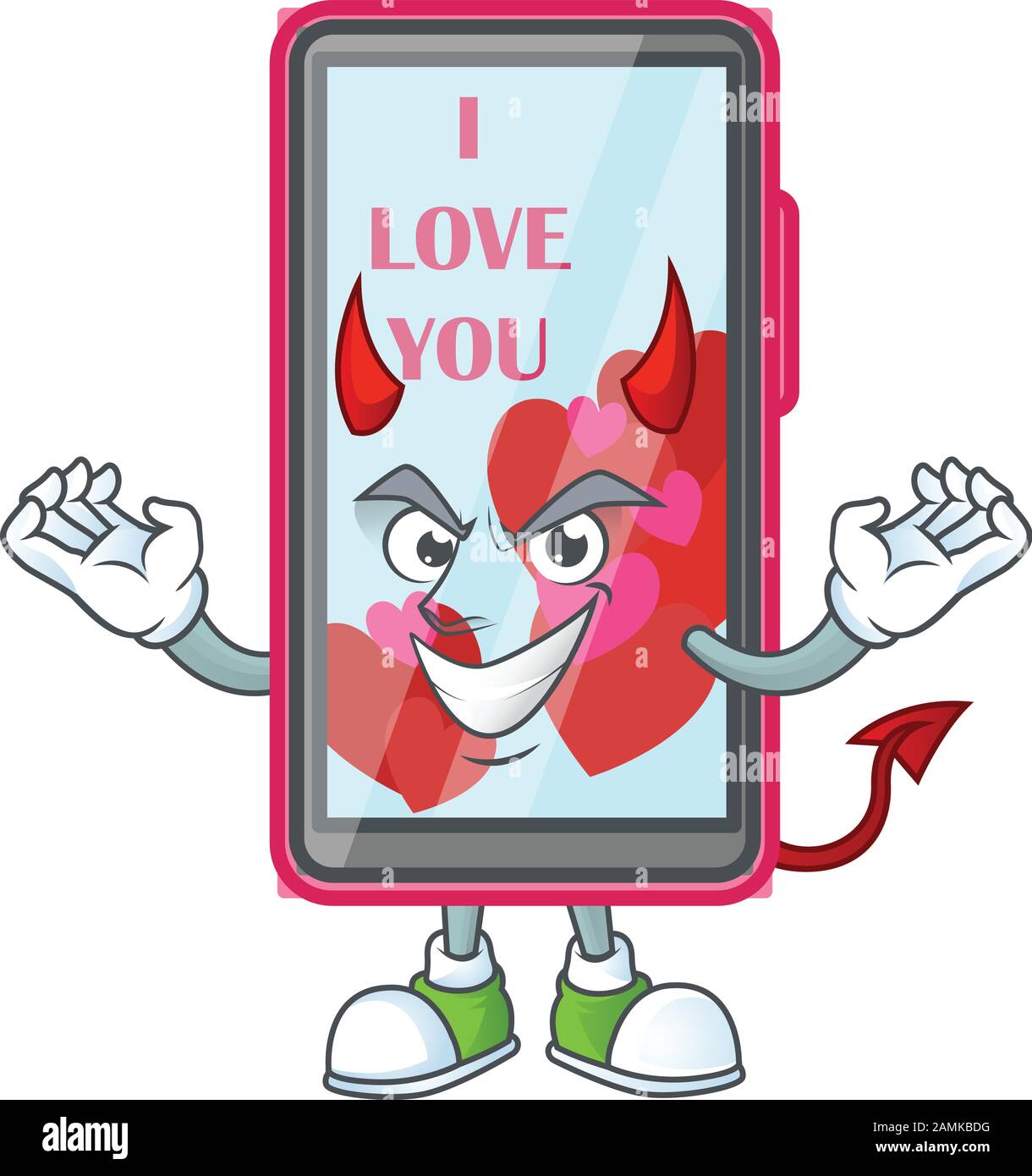 Devil smartphone love Cartoon character design syle Stock Vector Image ...