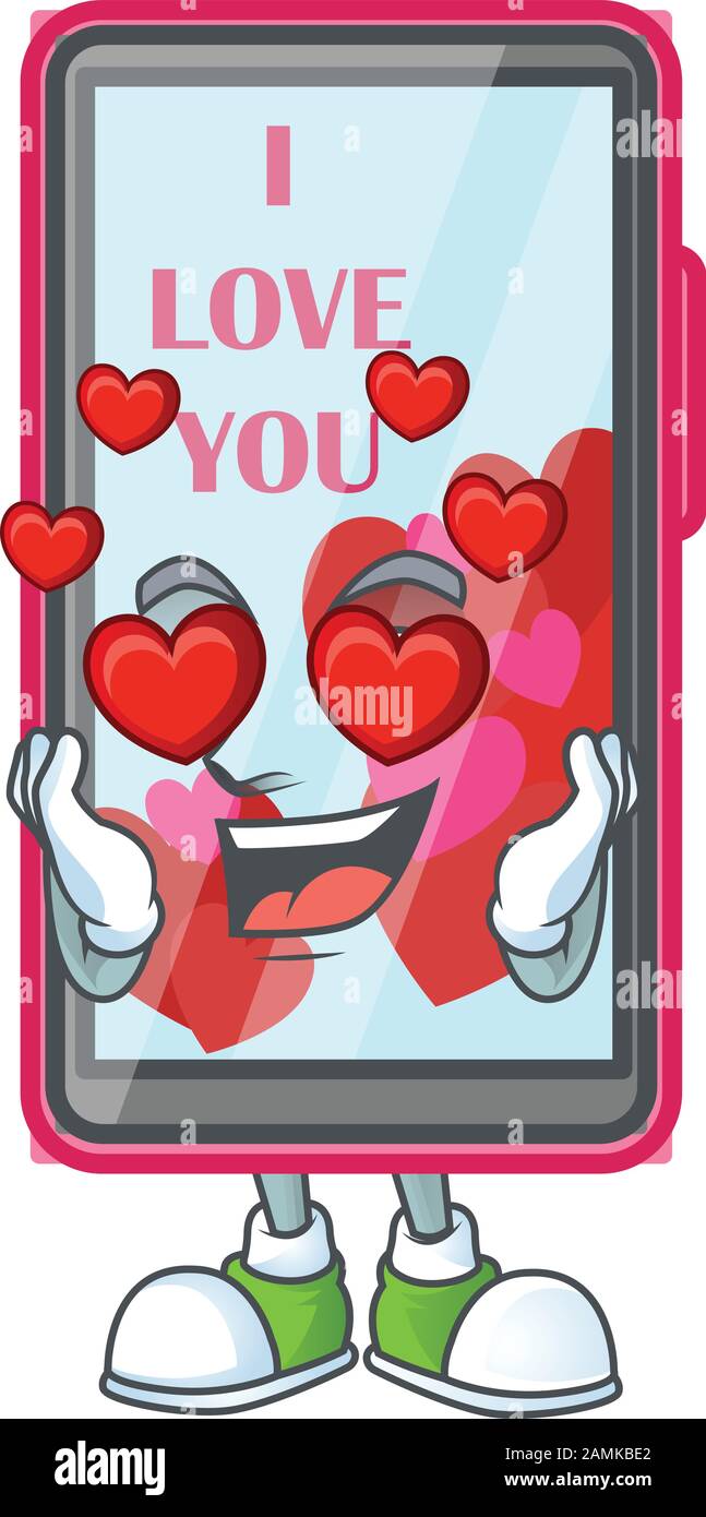 falling in love cute smartphone love cartoon character design Stock ...