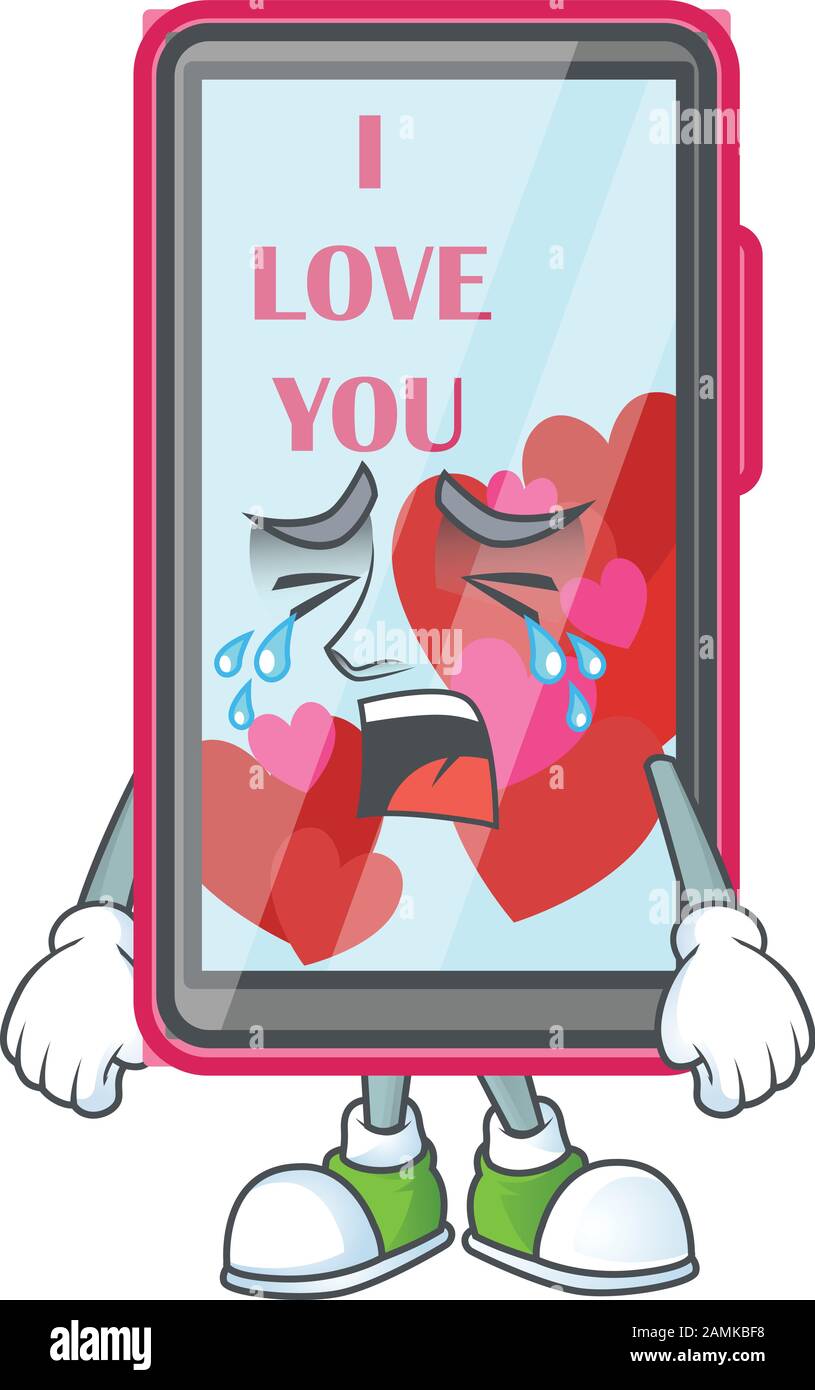 Sad of smartphone love cartoon mascot style Stock Vector Image & Art ...