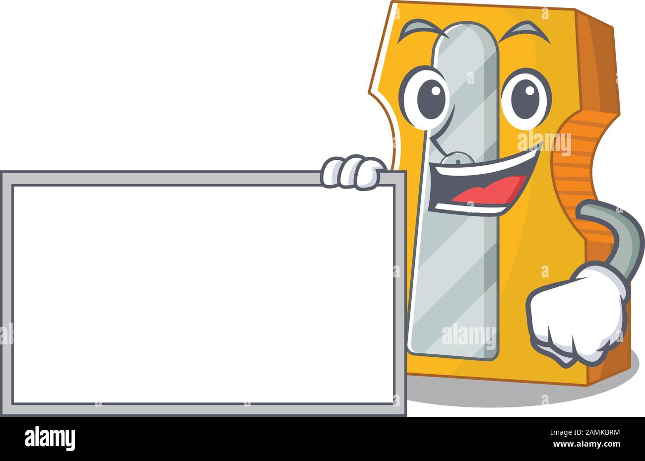 Funny pencil sharpener cartoon character design style with board Stock ...