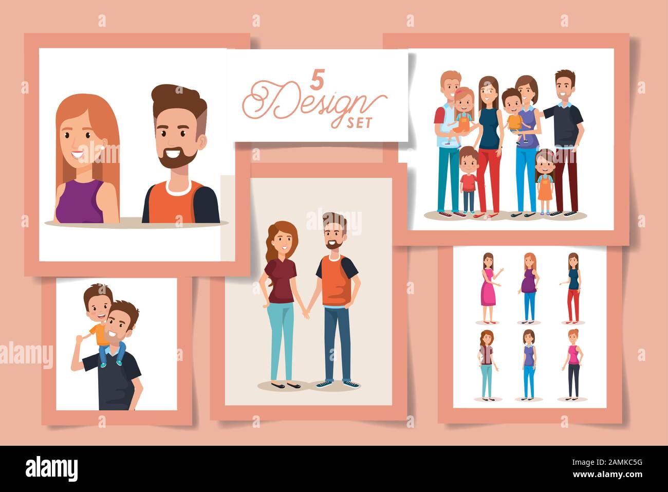 five designs of cute family Stock Vector Image & Art - Alamy