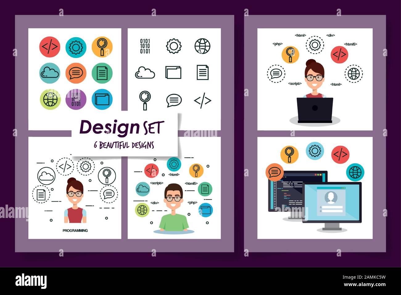 Young developer programming software Stock Vector Images - Alamy