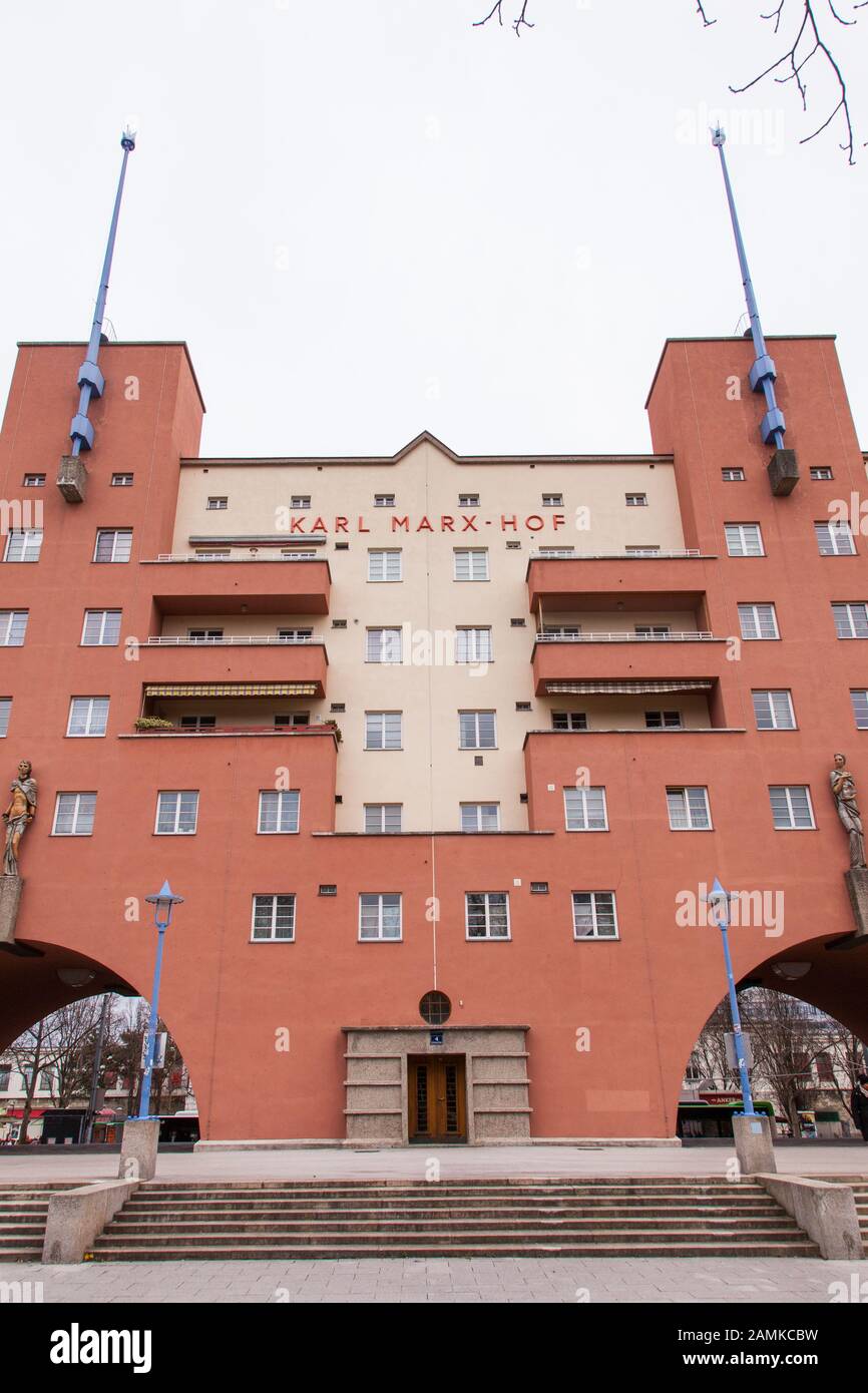 Karl Marx-Hof or Karl Marx Court, Vienna, Austria. The longest single ...