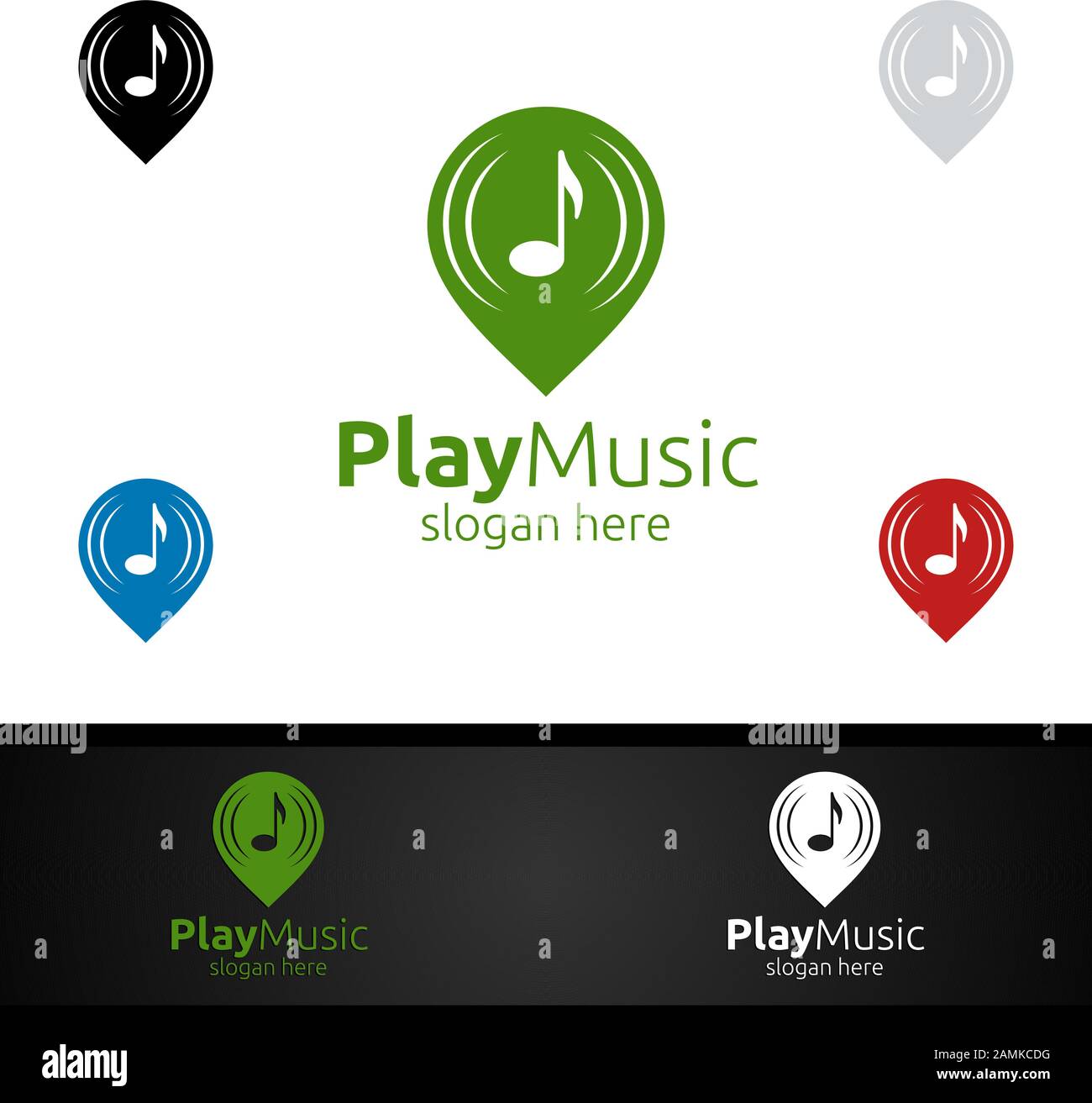 Abstract Music Logo with Pin and Play Concept Stock Vector Image & Art ...