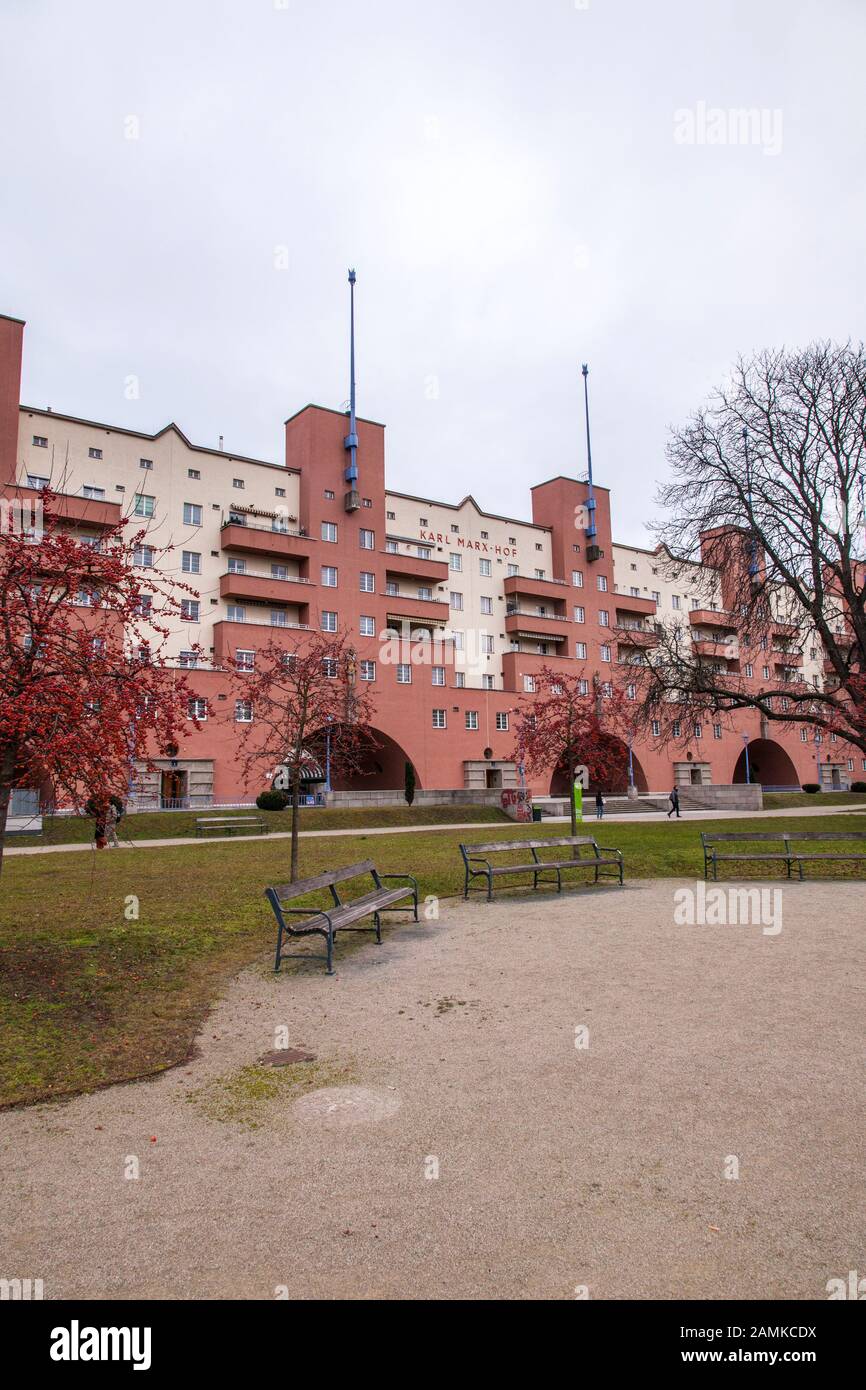 Karl Marx-Hof or Karl Marx Court, Vienna, Austria. The longest single ...