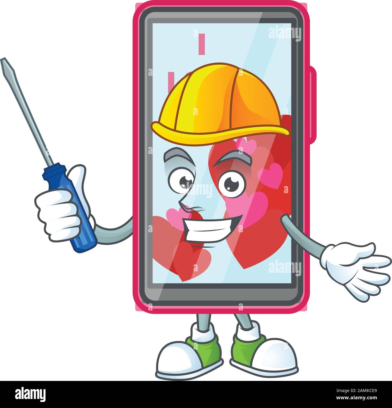 Cool automotive smartphone love in cartoon character style Stock Vector ...