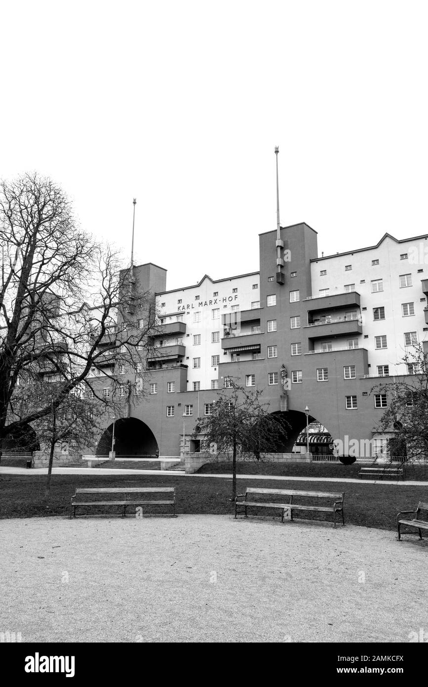 Karl Marx-Hof or Karl Marx Court, Vienna, Austria. The longest single ...