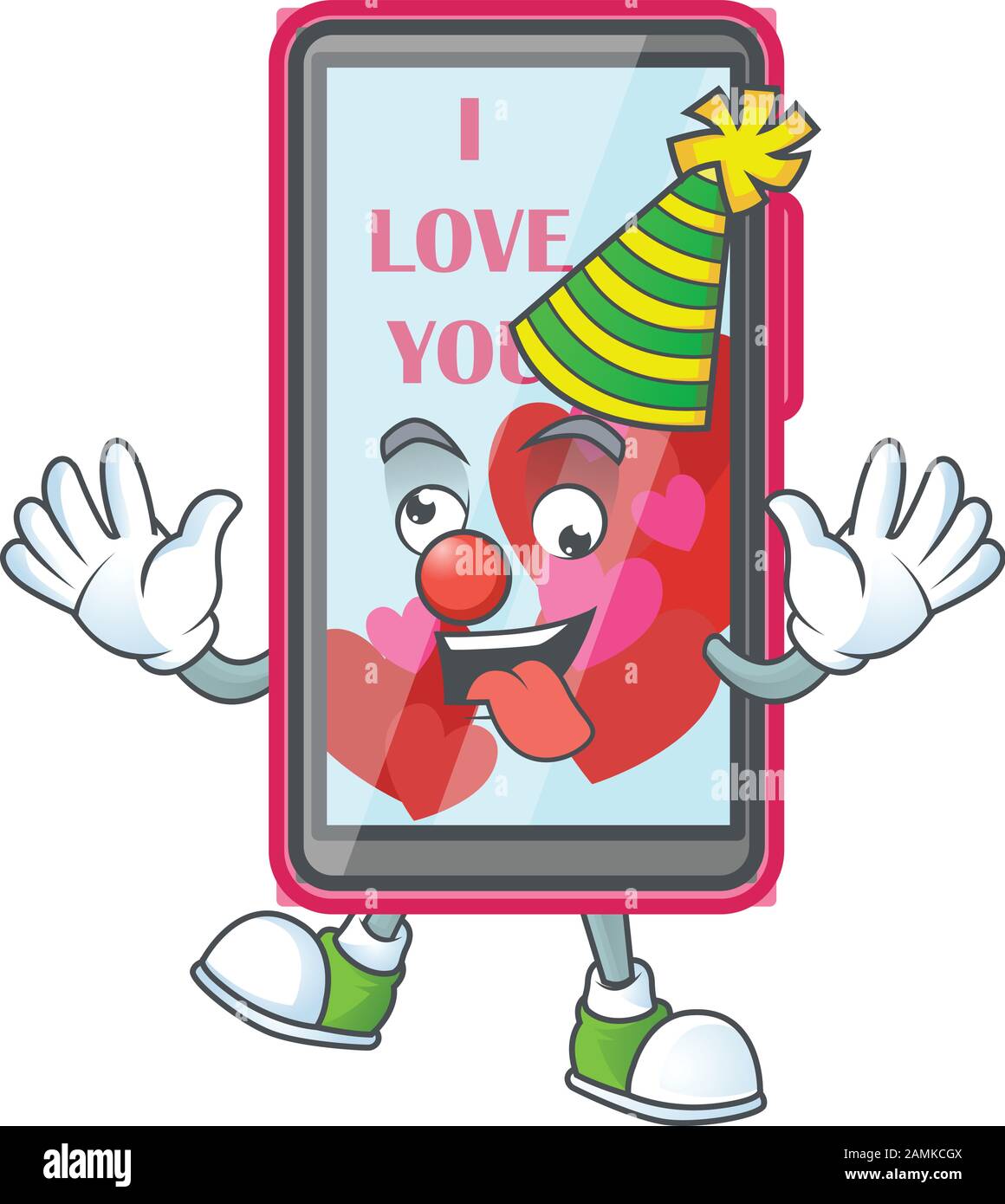 Funny Clown smartphone love cartoon character mascot design Stock ...