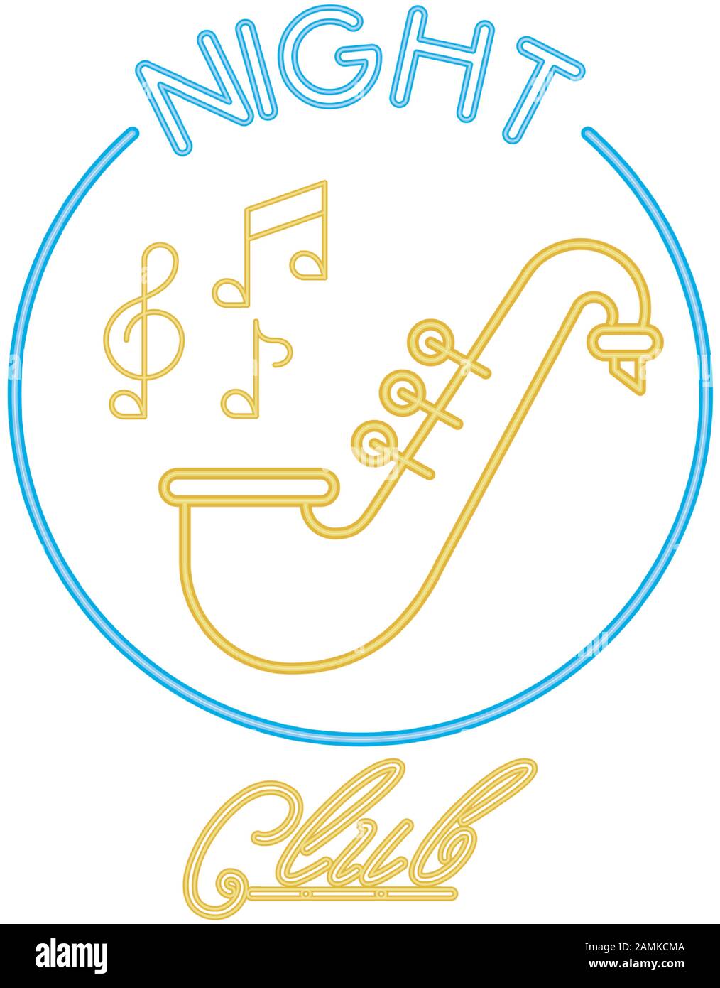 saxophone musical instrument with club lettering Stock Vector Image ...