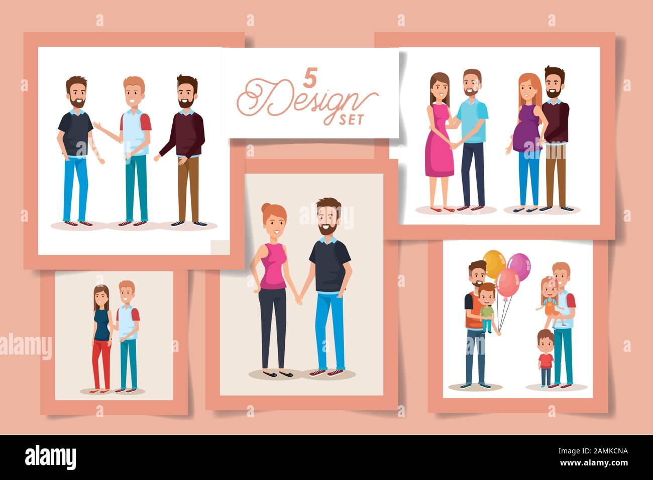 five designs of cute family Stock Vector Image & Art - Alamy