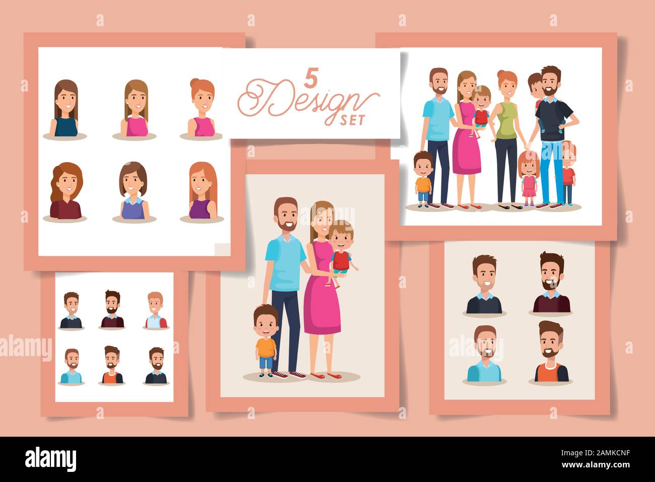 five designs of cute family Stock Vector Image & Art - Alamy